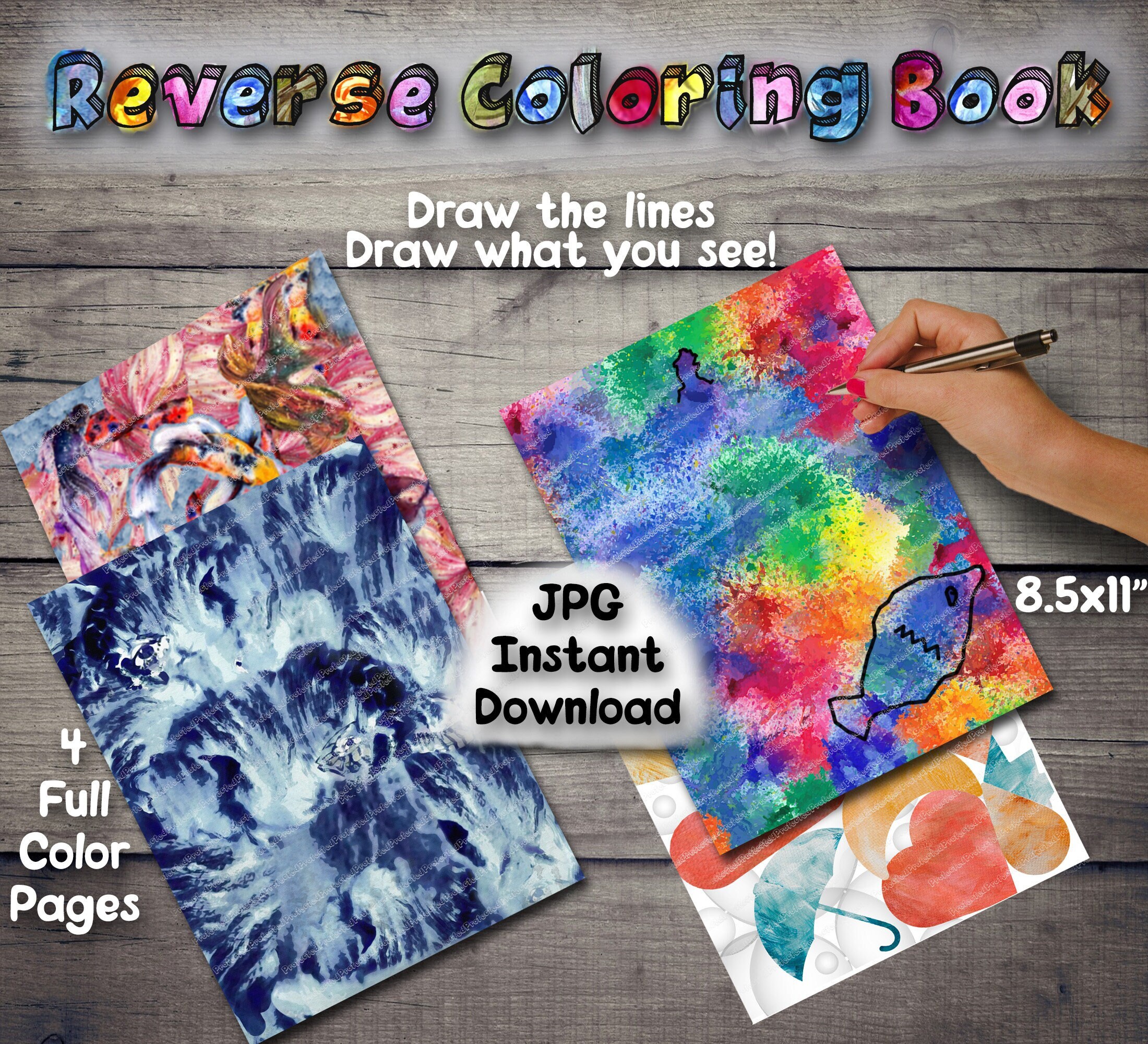 Adult Coloring Sheet | PDF Coloring Book | Reverse Coloring | Sketch ...