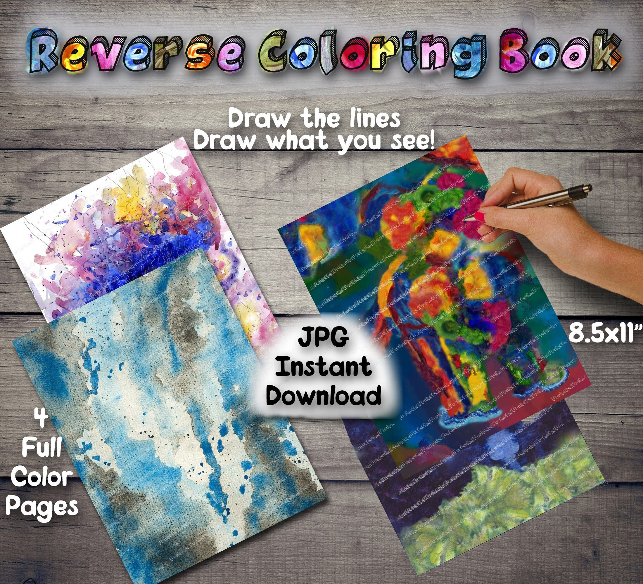 Adult Coloring Sheet | PDF Coloring Book | Reverse Coloring | Sketch ...