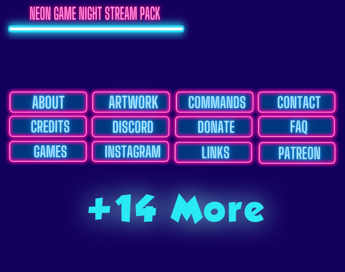 SEMI-ANIMATED Neon Game Night Stream Package | Twitch Overlay Package | Neon / Glow Aesthetic - Etsy