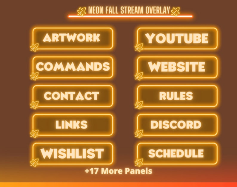 SEMI-ANIMATED Neon Fall Stream Package | Twitch Overlay Package | Neon ...