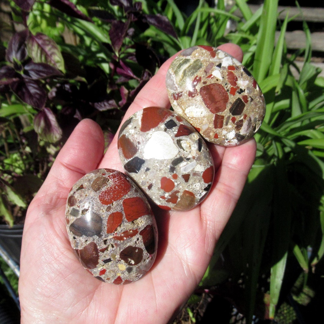 Red Jasper Pudding Stone, Natural Pitted Spots, Conglomerate Stone ...