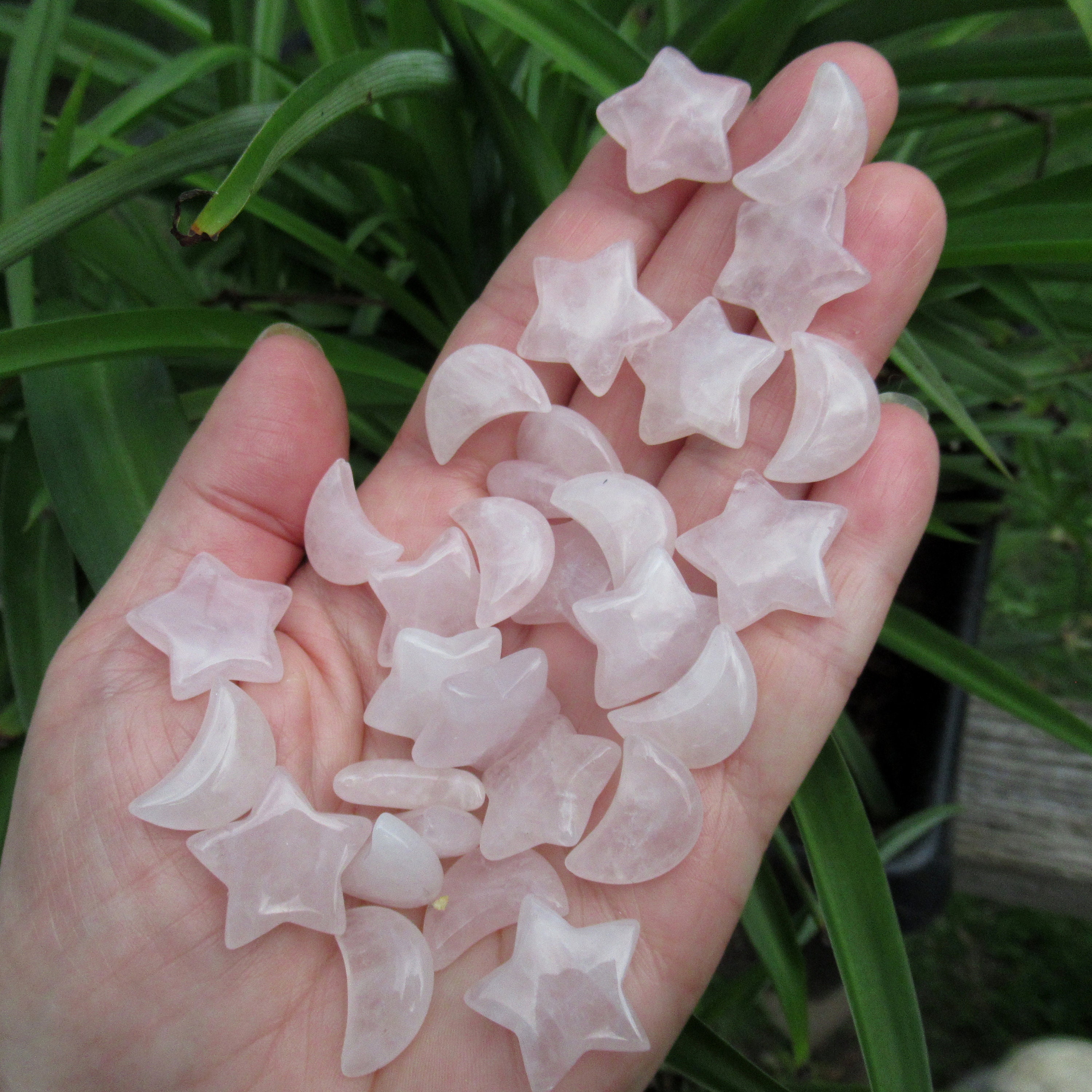 Rose Quartz Moon and Star Set of One Moon and One Star, Small Crystals ...