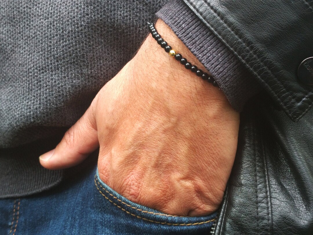 18k Gold, Black Onyx Energy Bracelet for Protection and Strength - Etsy