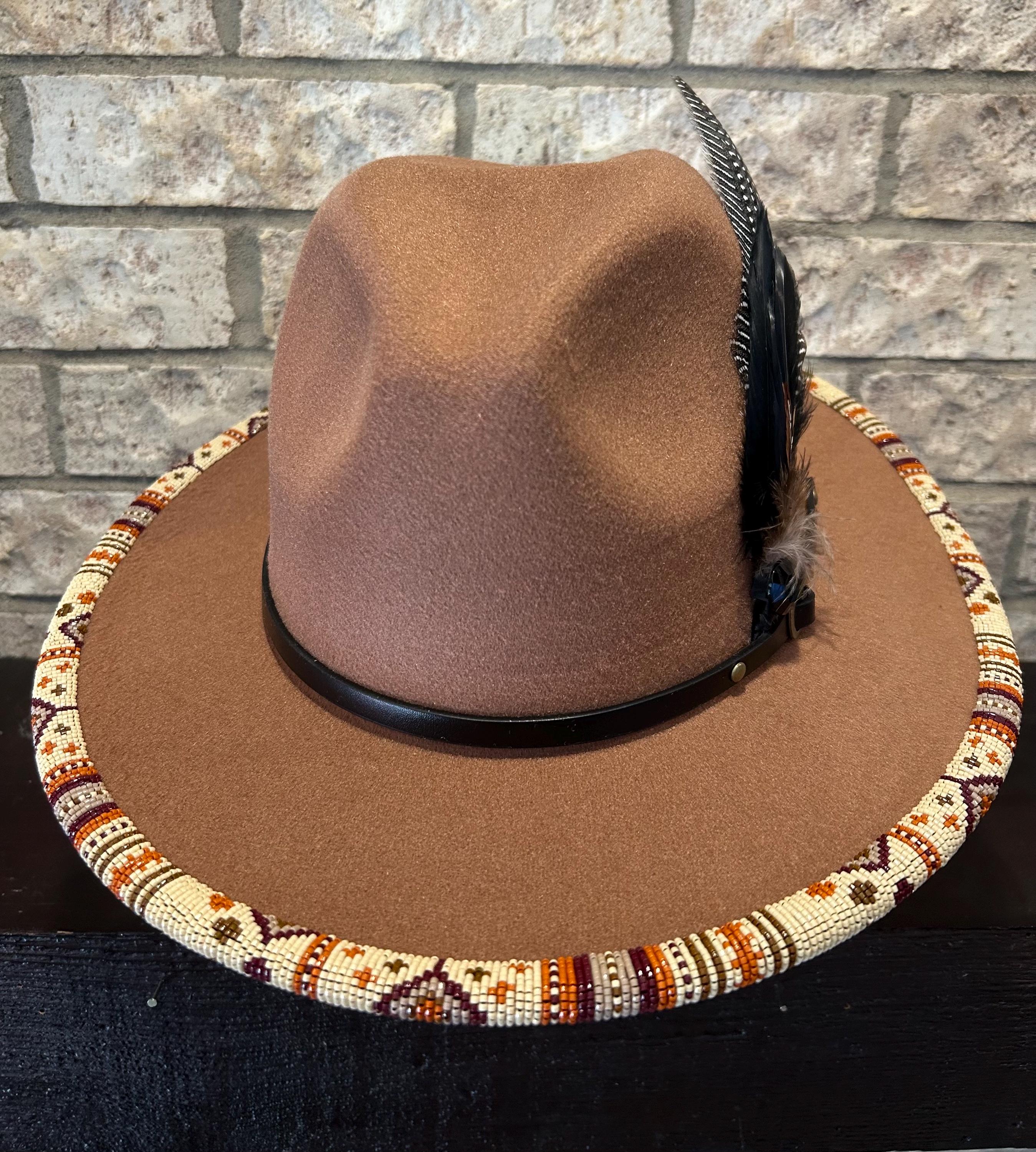 Beaded Fedora Hat With Feathers - Etsy