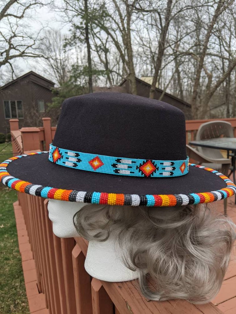 Beaded Fedora With Feathered Hat Band. - Etsy