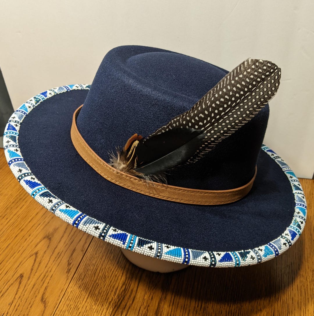 Beaded Fedora Hat With Feathers - Etsy