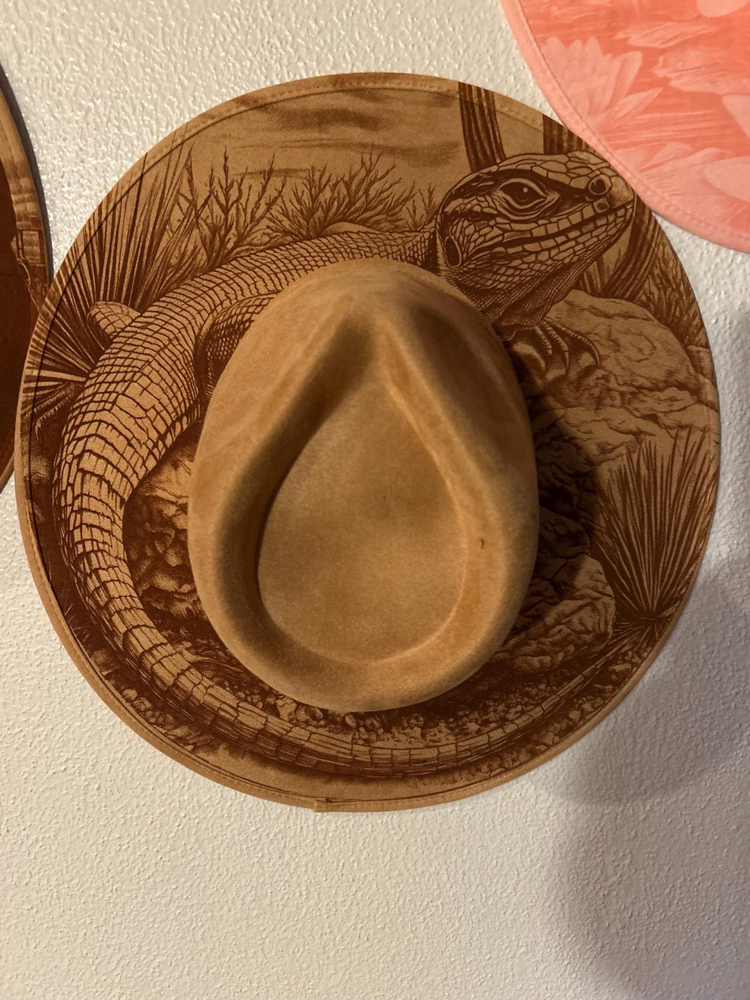 Laser Burned Extra Wide Brim Fedora. Desert Lizard - Etsy