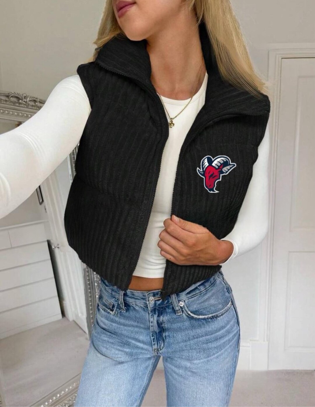 Custom College, Team, or Your Logo Personalized Cropped White or Black ...