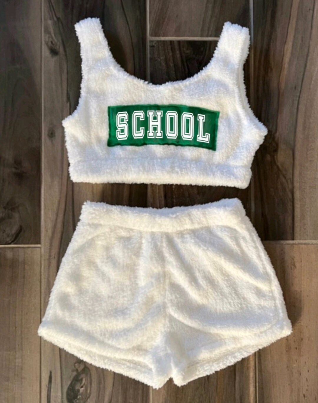 Custom College Apparel Fuzzy Shorts and Crop Top Set, Game Day ...