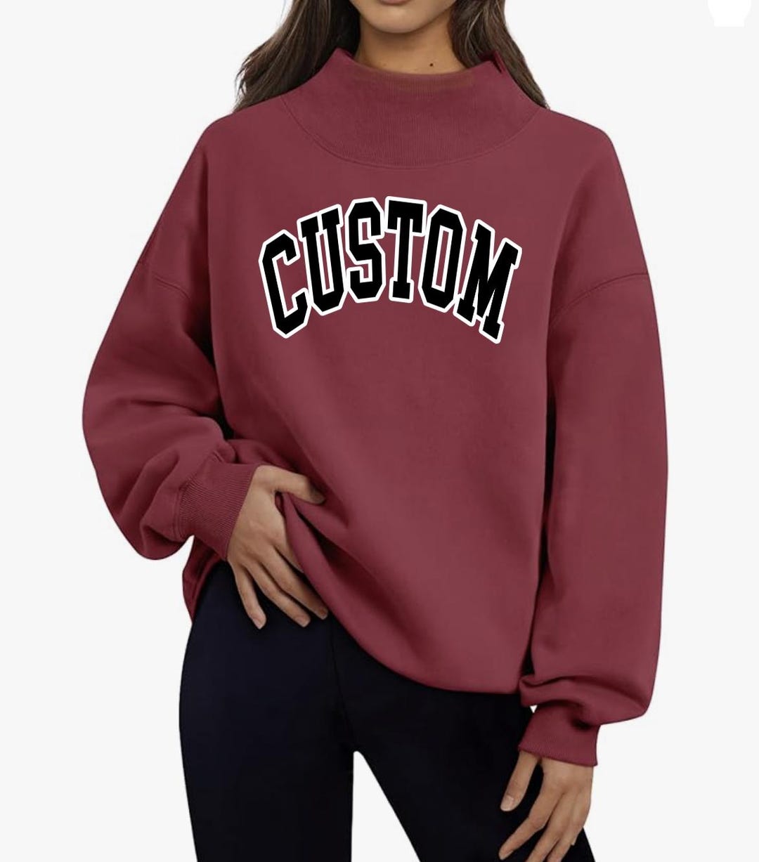 Custom College, Team Apparel Varsity Arch Outlined Text Mock Neck ...