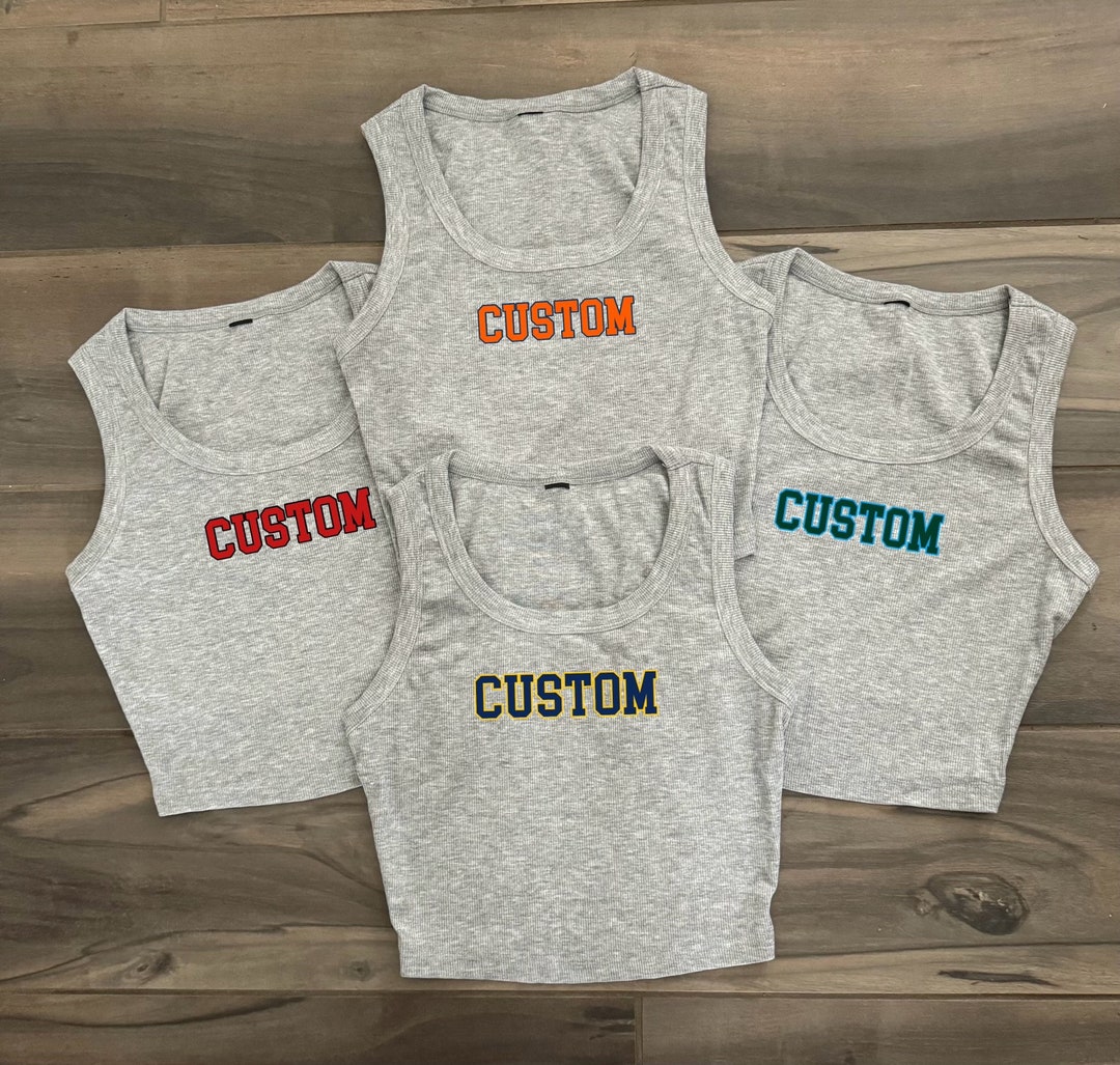 Custom College Apparel, Team, or Your Text Varsity Scoop Neck Crop Top ...