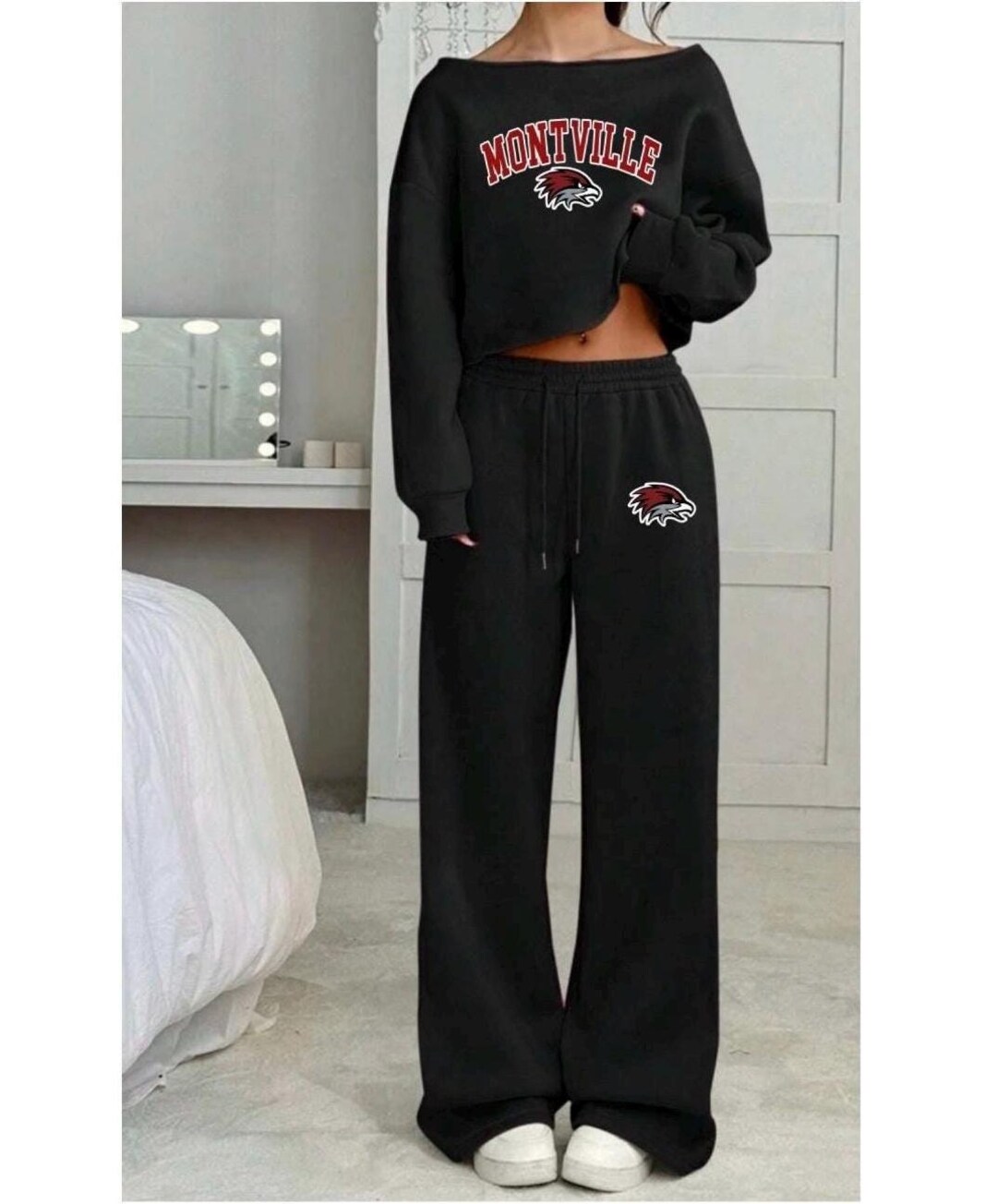 Custom College, Camp, Team Logo Apparel off Shoulder Sweatshirt and ...