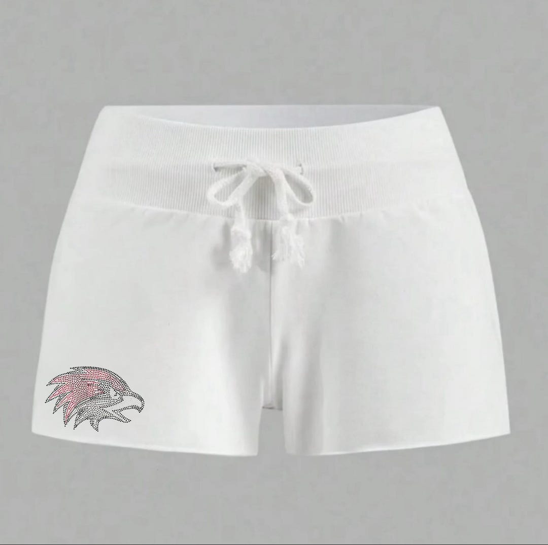 Custom College, Team, Camp, Rhinestone Logo Mini Shorts, Dorm Wear, Bed ...
