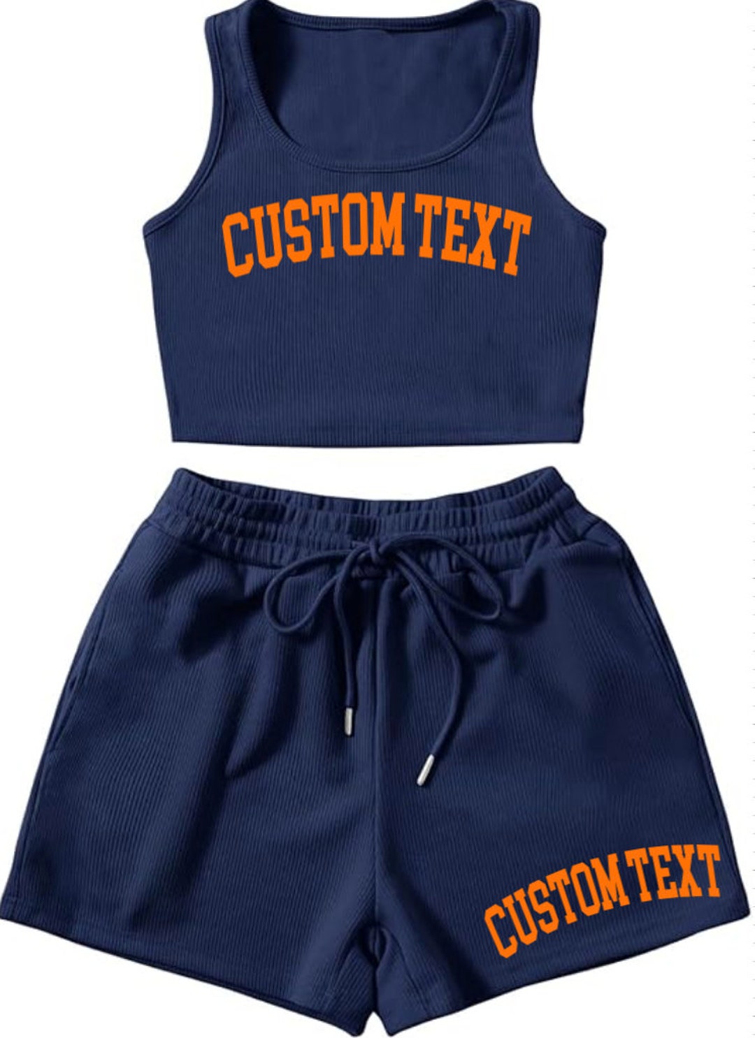 Custom College Apparel Ribbed Varsity Crop Top and Shorts Lounge Set ...