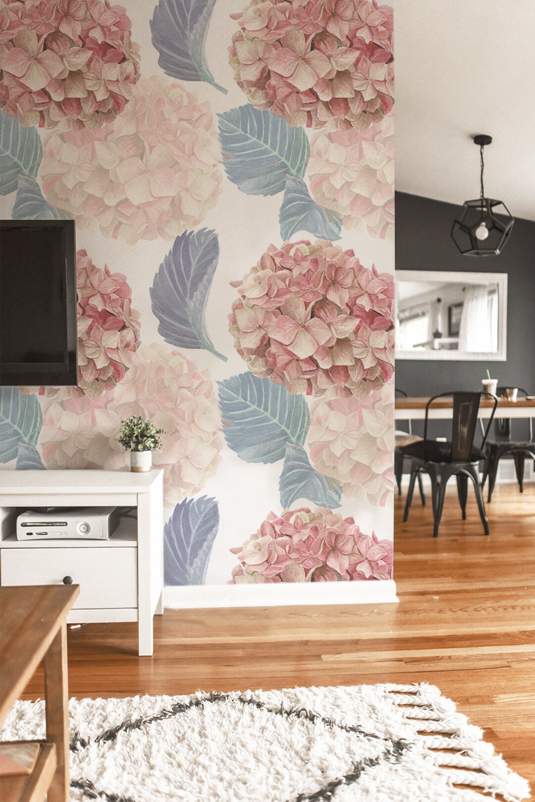 Hydrangea | Removable Wallpaper | Pattern #105 - Etsy