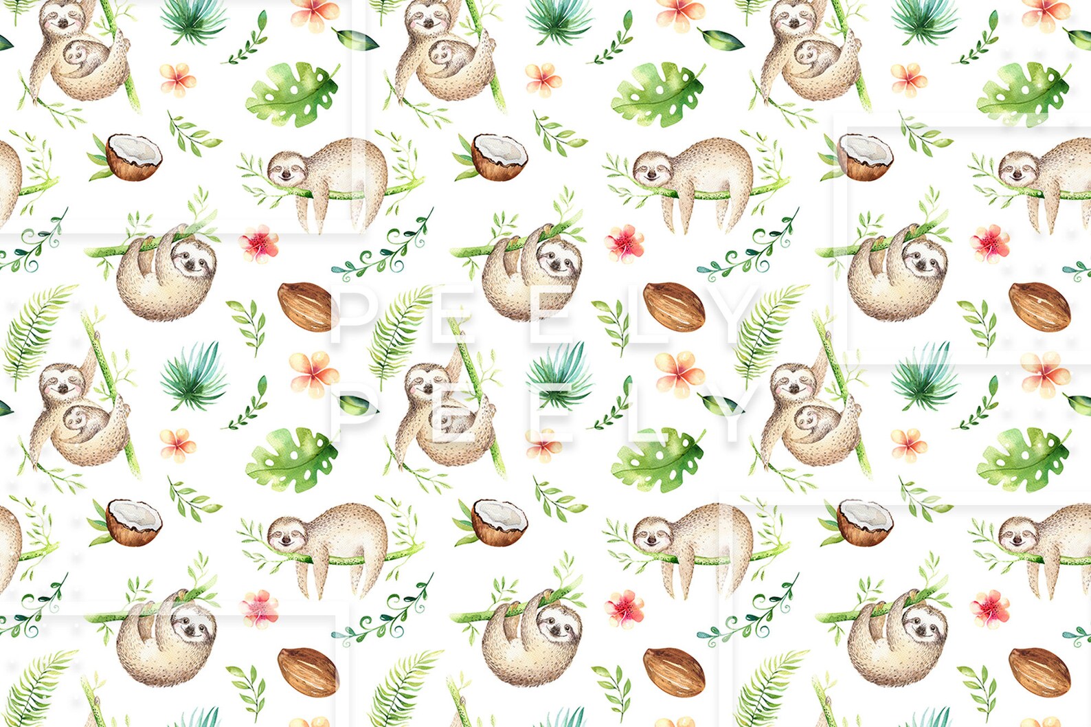 Sloth | Removable Wallpaper | Pattern #282 - Etsy