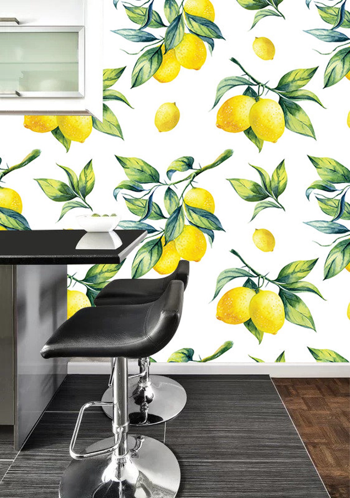 Lemon Wallpaper, Watercolor Yellow Vibrant Wall Mural, Self-adhesive ...