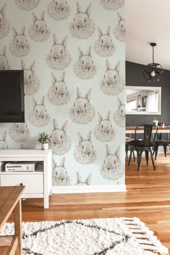 Rabbits Removable Wallpaper Pattern 58 - Etsy