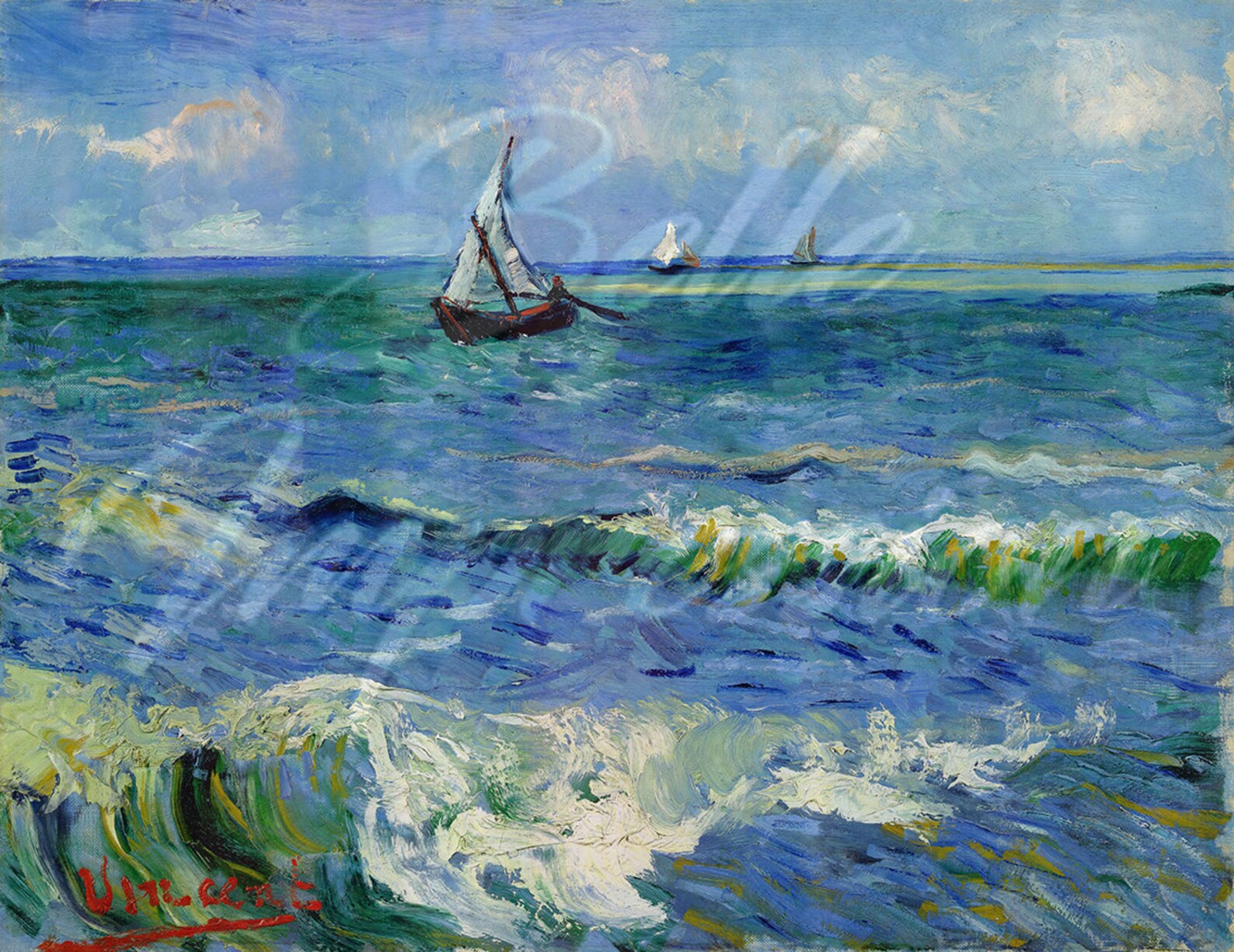 Seascape by Van Gogh Wallpaper Ocean Waves Wallpaper Coastal - Etsy