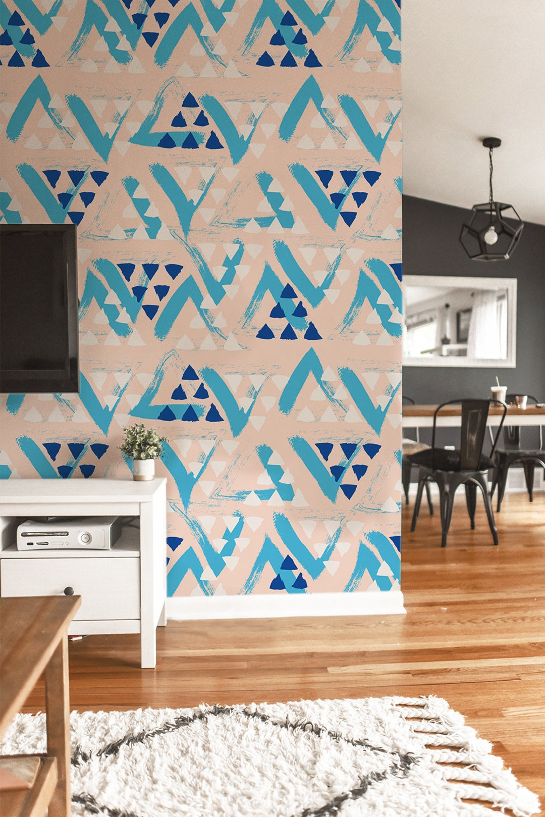 Buy Hand Drawn Triangles Removable Wallpaper: Modern Peel & Stick Decor ...