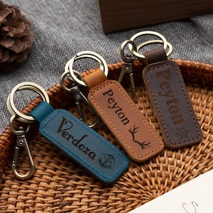 Personalized Leather Keychain,custom Leather Key Chain,leather Keyring ...