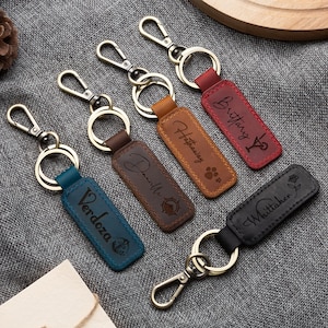 Personalized Name Keyring,leather Keyring,birthday Gift Men,engraved ...