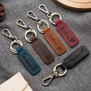 Personalized Leather Keychain,custom Leather Key Chain,leather Keyring ...