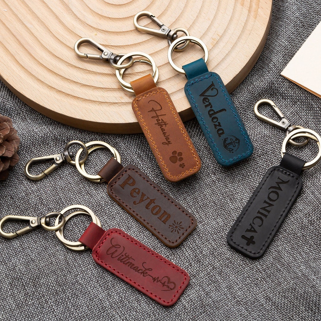Personalized Leather Keychain,custom Leather Key Chain,leather Keyring ...
