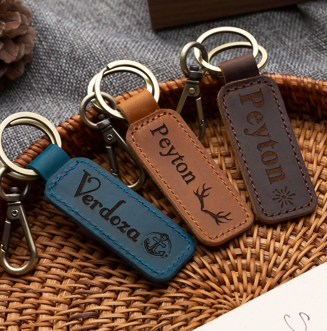 Personalized Name Keyring,leather Keyring,birthday Gift Men,engraved ...