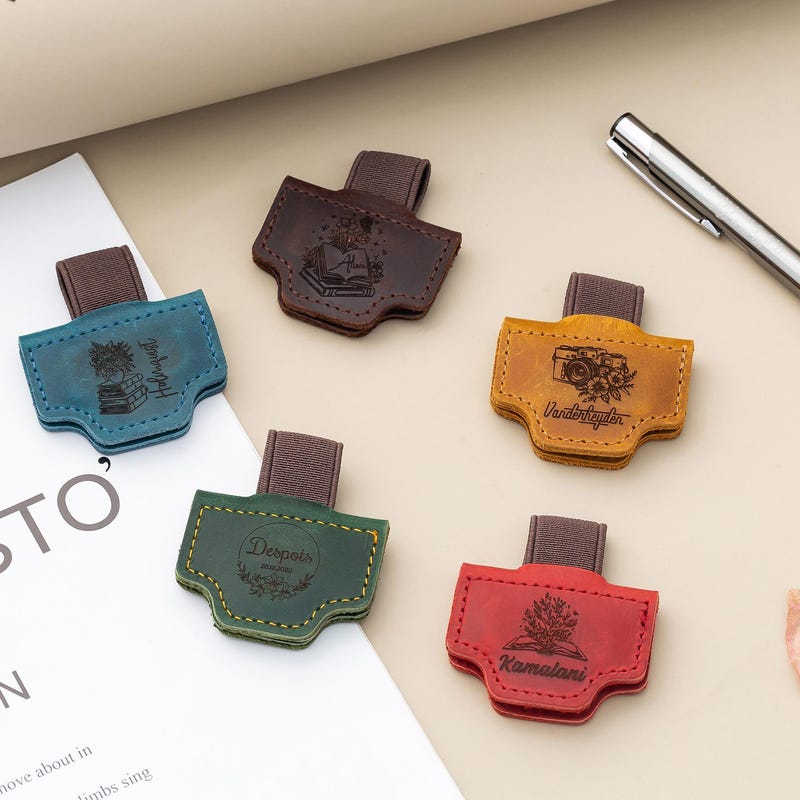Magnetic Leather Bookmark Holder With Pen - Etsy