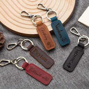 Personalized Name Keyring,leather Keyring,birthday Gift Men,engraved ...