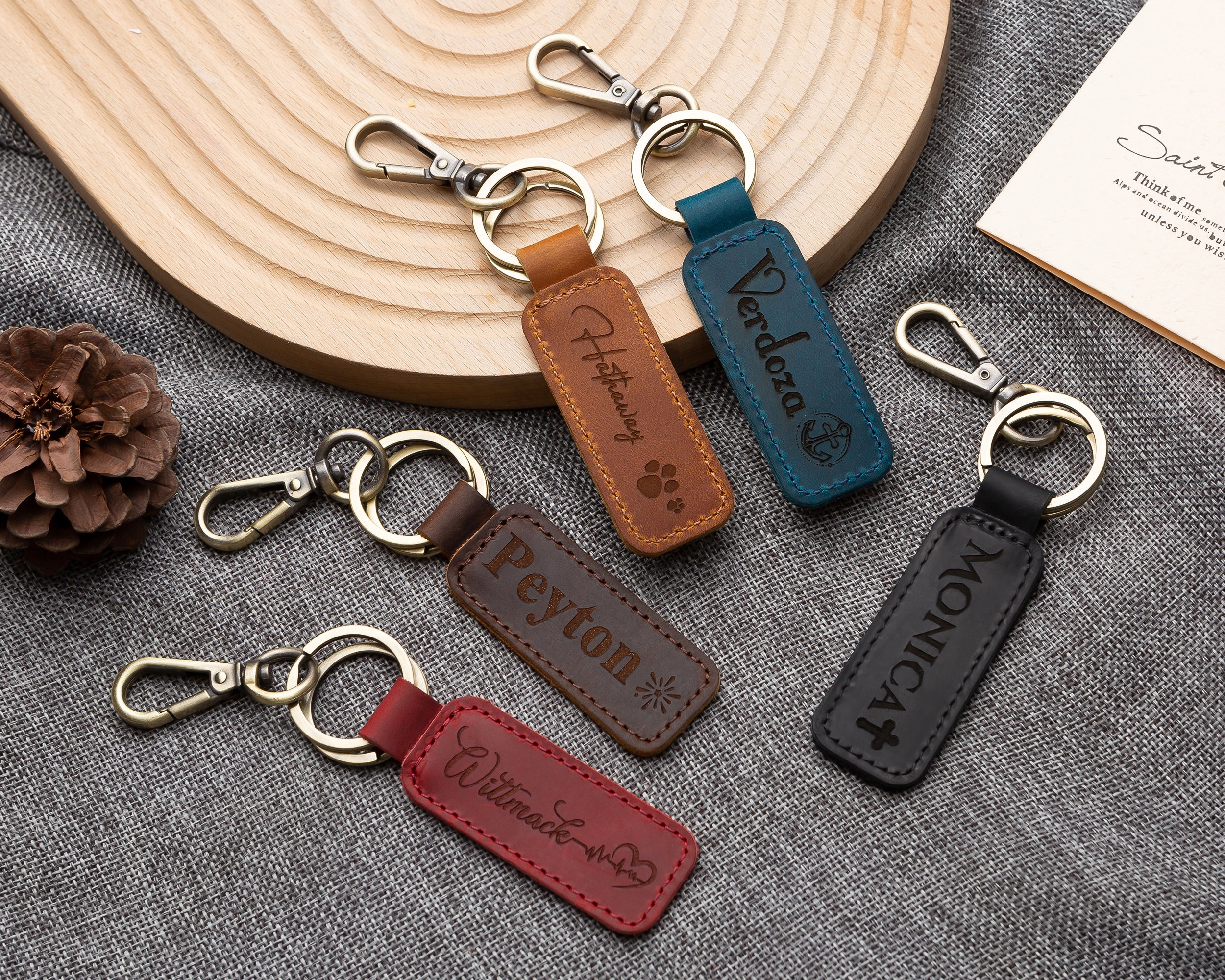 Personalized Name Keyring,leather Keyring,birthday Gift Men,engraved ...