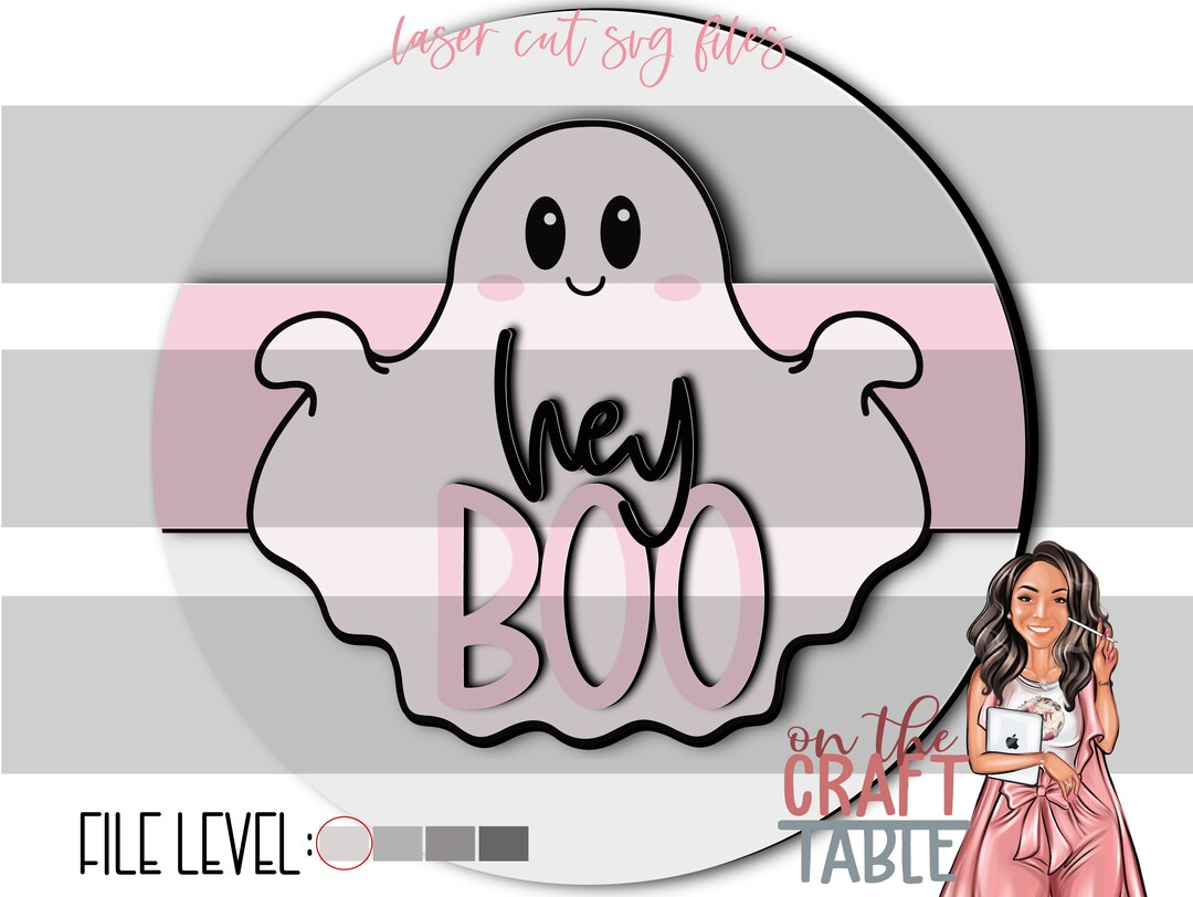 Hey Boo Cutie Ghost SVG File/glowforge/laser Cut File/door Hanger ...