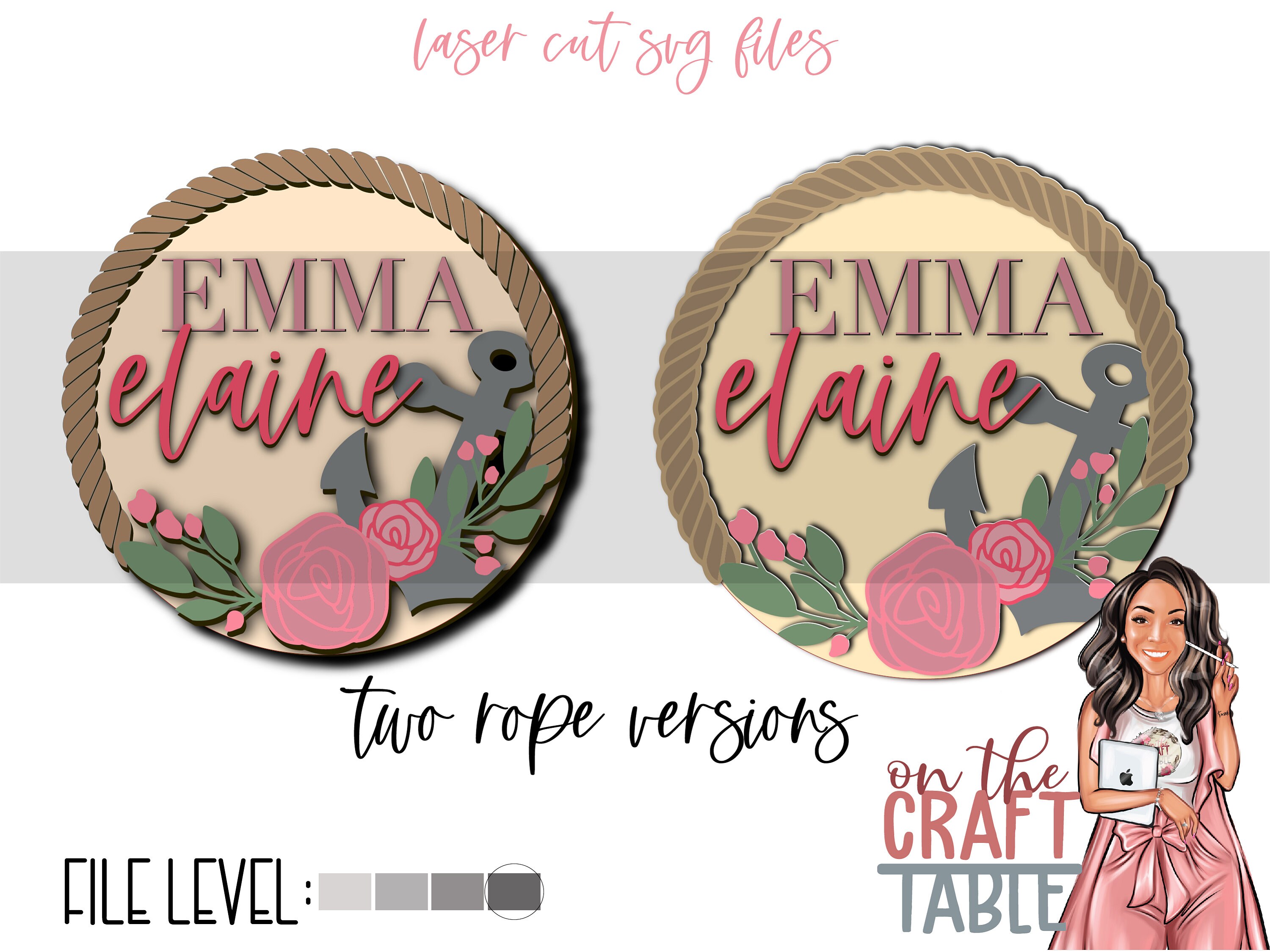 Emma Floral Anchor SVG FILE - Etsy