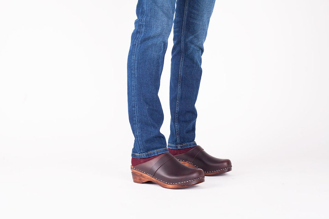 Da Vinci Brown Pull Up, Clogs for Women and Men, Classic Swedish Clogs ...