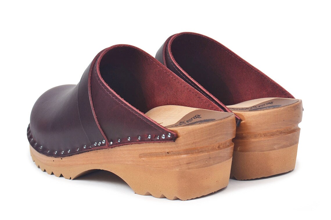 Classic Swedish Clogs / Da Vinci Bordeaux Pull up Leather Clog - Etsy