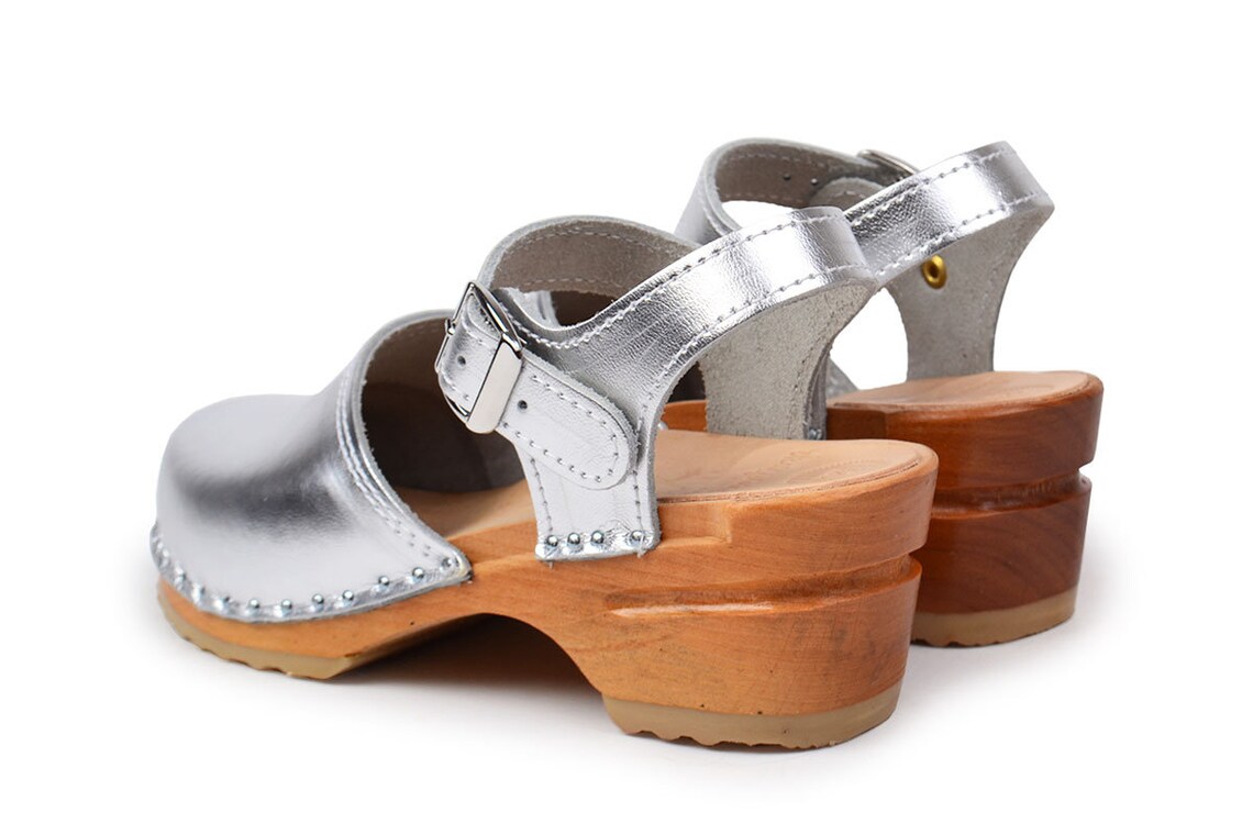 Kids Clog Sandals / Swedish Kids Clog / Silver Clogs / Closed | Etsy