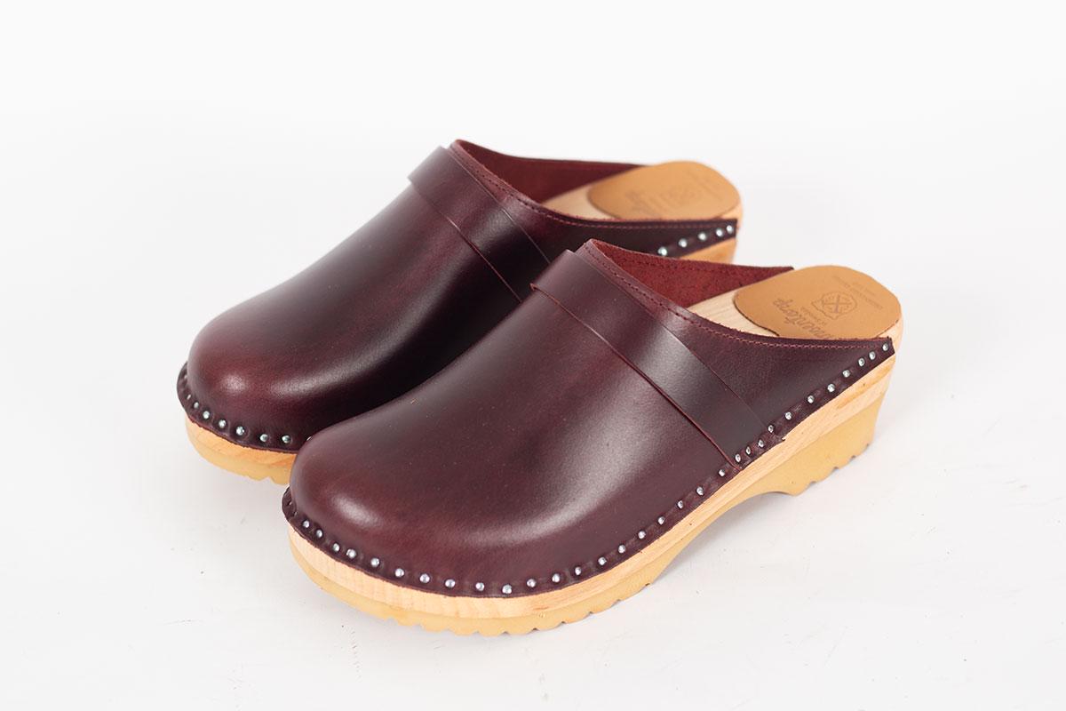Bordeaux Leather Clogs: Classic Swedish Style, Troentorp Comfy Shoes - Etsy
