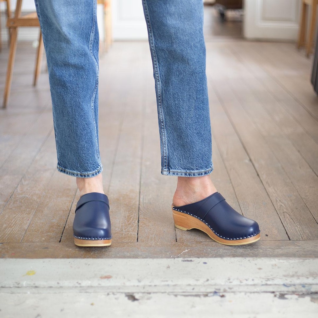 Navy Clogs, Dark Blue Wooden Clogs, Swedish Clogs for Women and Men ...