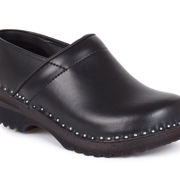 Black Clogs With Wooden Heel - Etsy