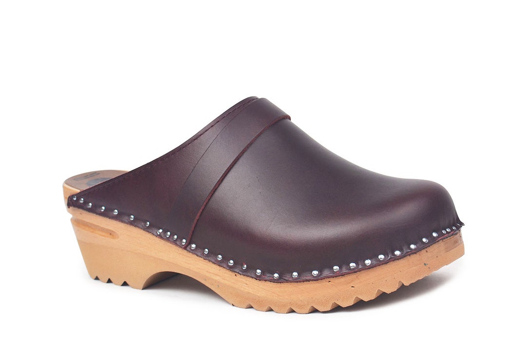 Classic Swedish Clogs / Da Vinci Bordeaux Pull up Leather Clog - Etsy