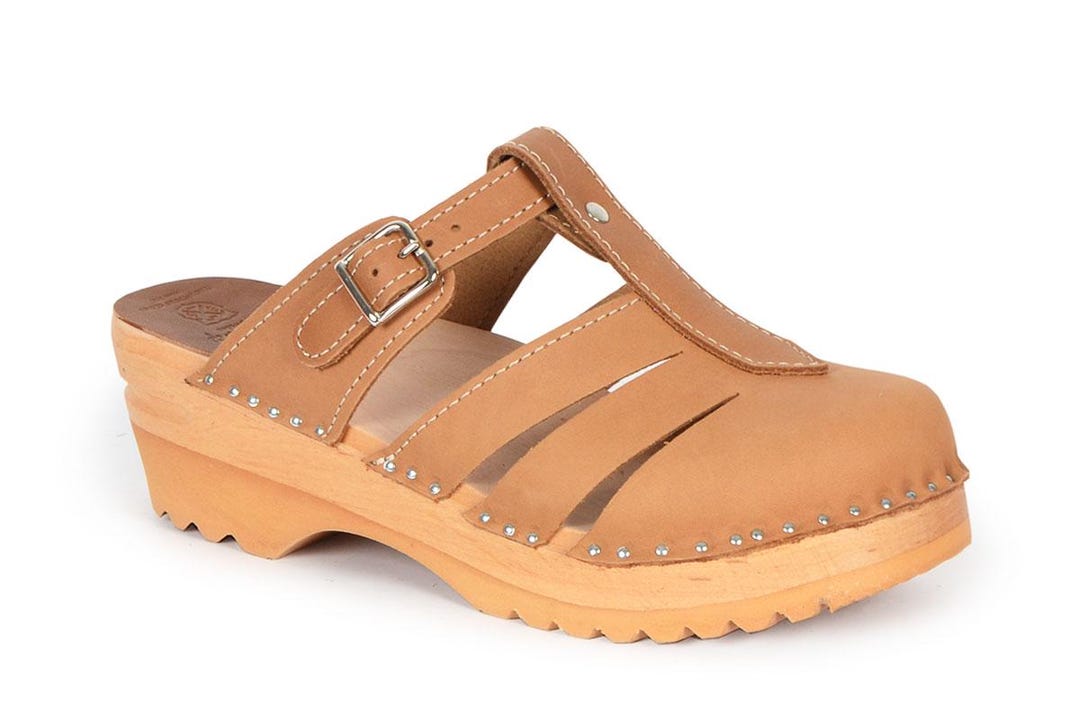 Tan Clog Sandals, Swedish Natural Sandals, Wooden Clogs in Beige ...