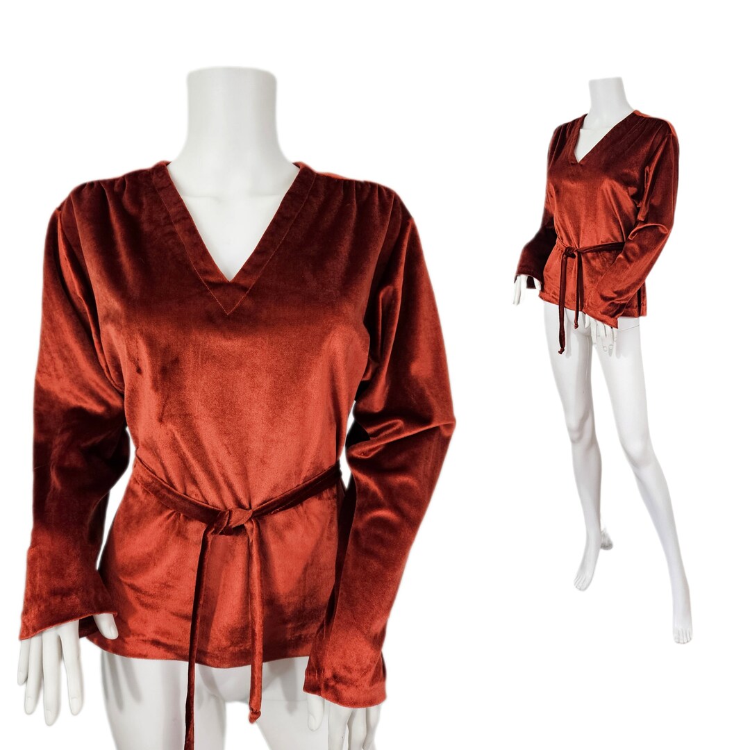 1970's Rust Brown Velour Velvet Dolman Sleeve Top I Blouse - Etsy