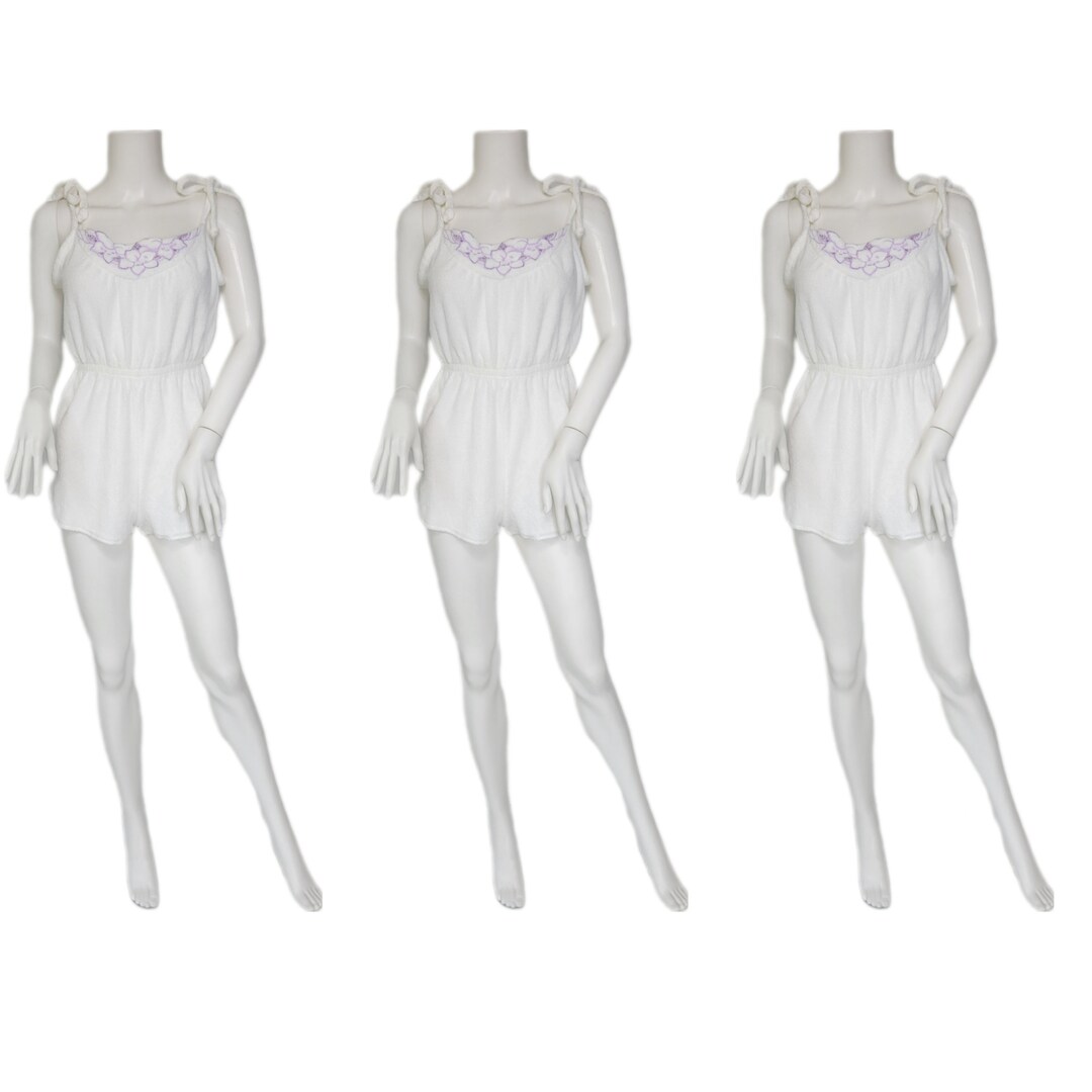 1980's White Terry Cloth One Piece Romper I Sz Med - Etsy