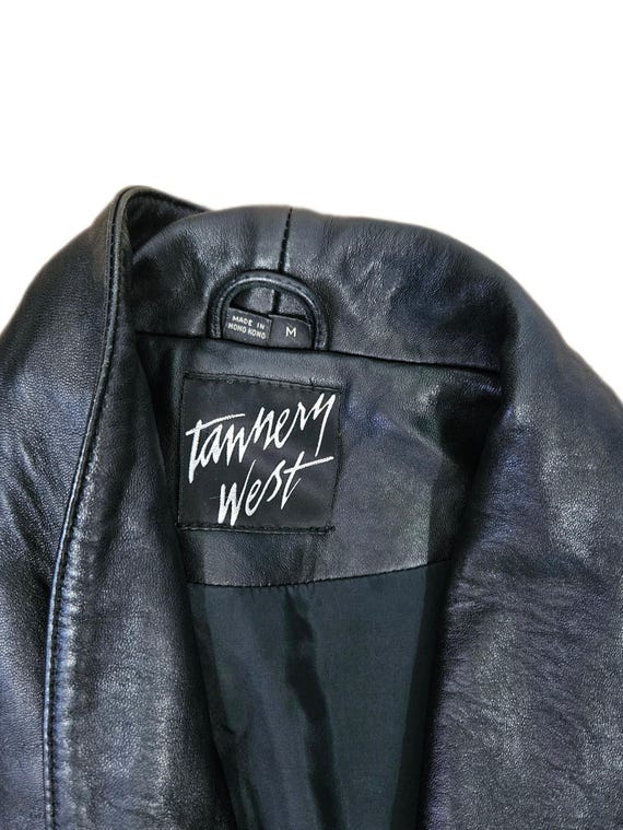 Tannery West 1980's Long Black Leather Belted Oversiz… - Gem