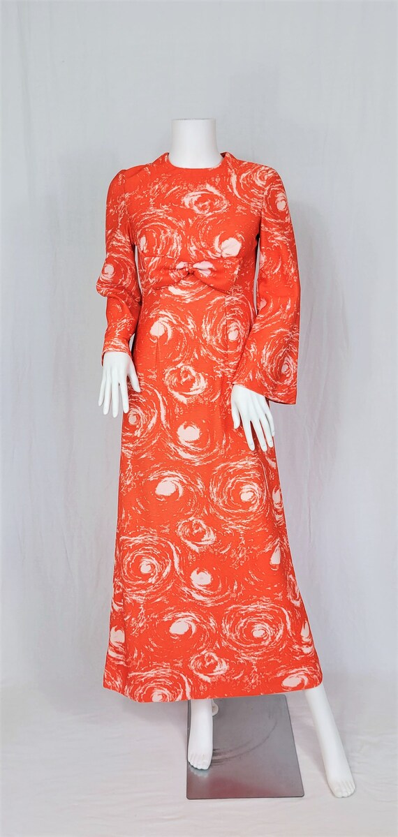 Psychedelic 1960's Orange Swirl Pattern Long Poly Max… - Gem