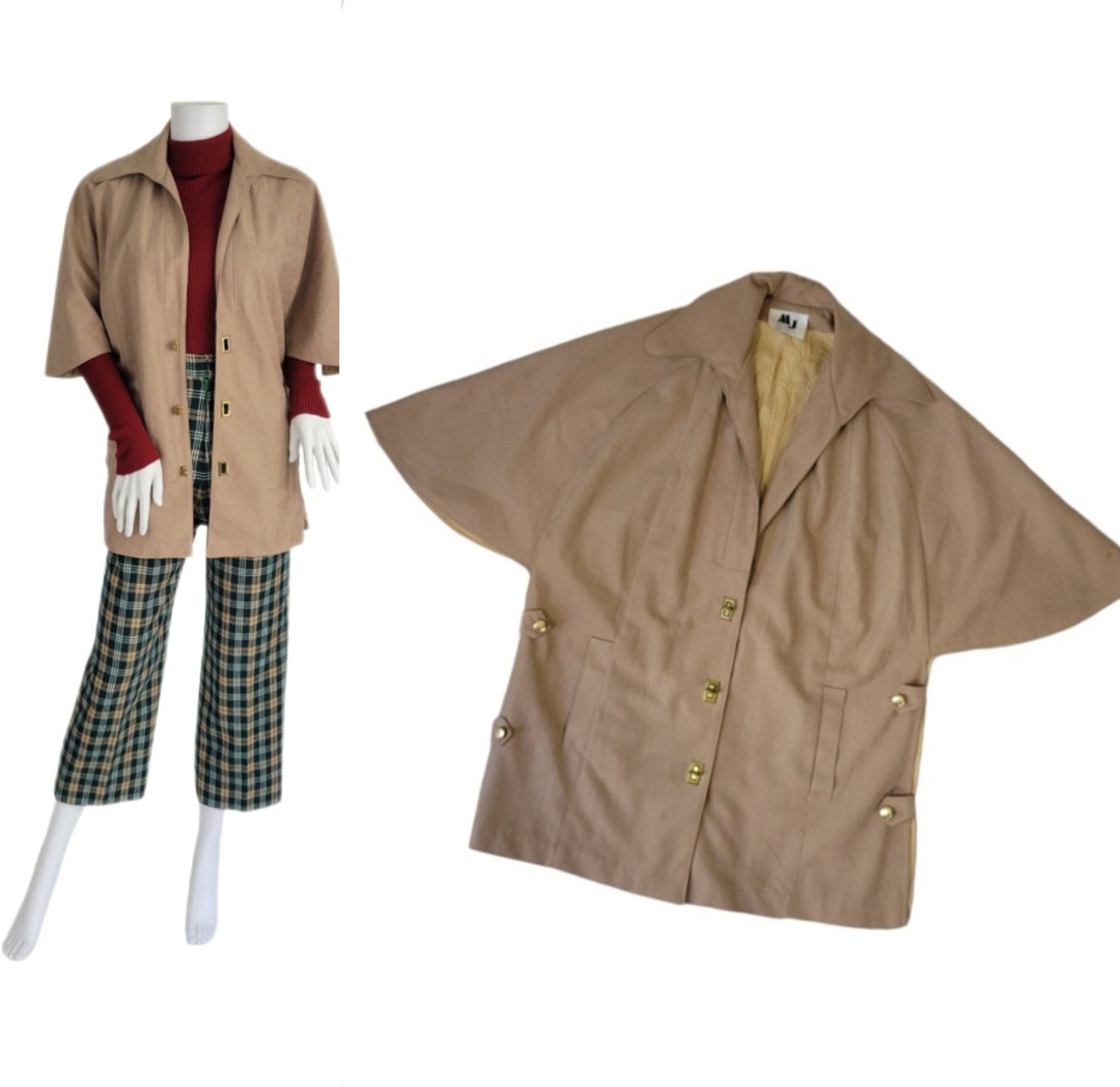 1970's Tan Ultra Suede Sherlock Holmes MOD Jacket I Cape I Sz Med I MJ ...