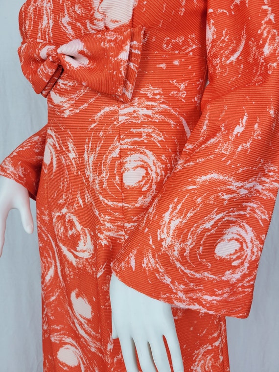 Psychedelic 1960's Orange Swirl Pattern Long Poly Max… - Gem