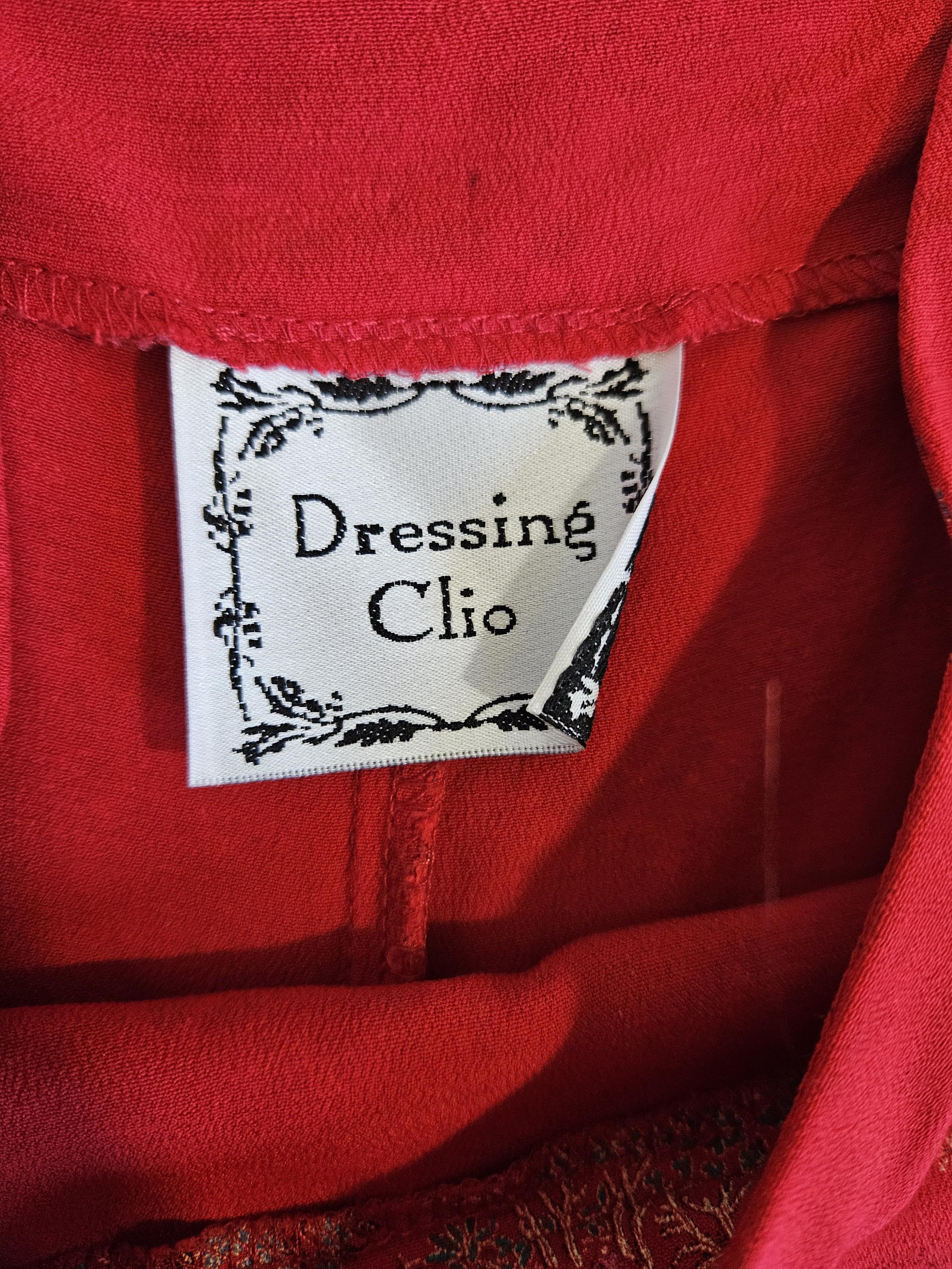 Dressing Clio 1990s Chinese Red Floral Print Rayon Short Shift Dress I ...