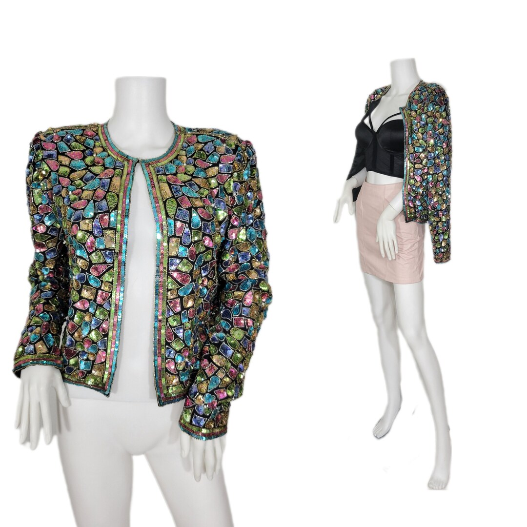 1980's Pastel Sequin Stained Glass I Kaleidoscope I Confetti I Cropped ...